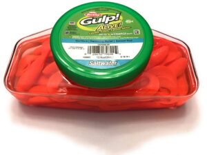 berkley gulp! alive! saltwater swimming mullet salmon red 4in | 10cm