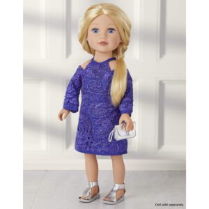 journey girls 18-inch doll fashion outfit set dark blue lace dress with shoes and purse, kids toys for ages 6 up by just play