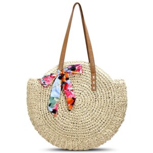 straw bag round summer bag large woven beach bag purse shoulder bag for women vacation tote handbags