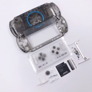 new replacement psp 3000 full housing shell cover with buttons screws set -clear black.