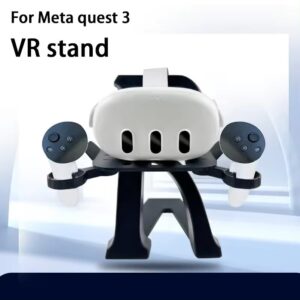 tne vr stand headset and controller display holder mount station for quest pro, quest 2 and rift s virtual reality gaming system (black)