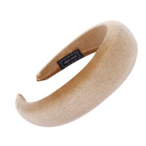 hysgm women fashion sponge velvet hairband for girls summer beach hair hoop headband (khaki)