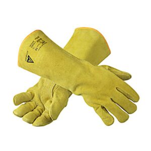 ansell 43216110 activarmr work guard heavy-duty special purpose glove, 16.3" length, yellow premium split cowhide leather shell, cotton lined, cotton denim guantlet cuff, size 11 (pack of 36)