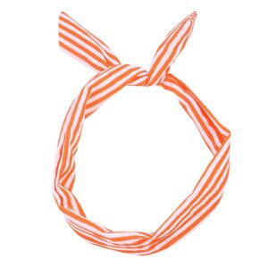 hysgm women twist bow wire headbands stripe printed wrap hair accessory girls hairbands (orange)