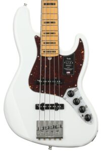 fender american ultra 5-string jazz bass, arctic pearl, maple fingerboard