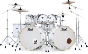 pearl export exx 8-piece double bass drum set with hardware - pure white