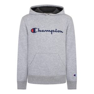 champion kids clothes sweatshirts youth heritage fleece pull on hoody sweatshirt with hood (medium, heritage oxford heather)