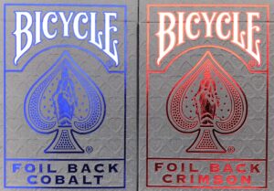 bicycle metal luxe metalluxe rider back playing cards 2 decks crimson red and cobalt blue version 2