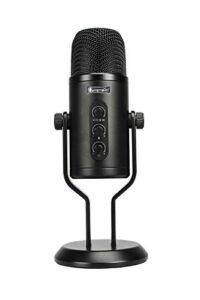 amazon basics professional usb condenser microphone with volume control and oled screen - black