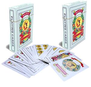 liliane collection spanish playing cards - 2 full decks with 50 cards - smooth plastic coated cards – cartas barajas o naipes espanoles in a beautifully artistic traditional design