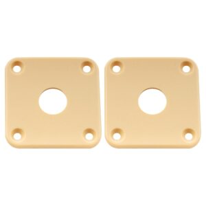 musiclily pro plastic curved jack plate square jackplates compatible with usa les paul epiphone les paul guitar, cream(set of 2)