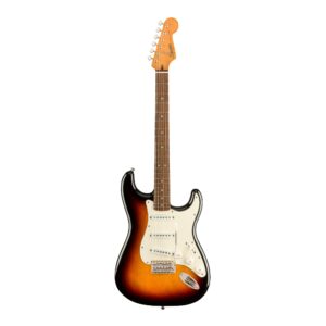 squier classic vibe 60s stratocaster electric guitar, with 2-year warranty, 3-color sunburst, laurel fingerboard