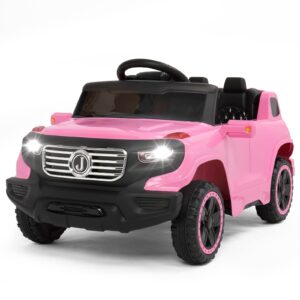 value box electric remote control truck, kids toddler ride on cars 6v battery motorized vehicles children's best toy car safe with 3 speeds, music, seat belts, led lights and realistic horns (pink)…