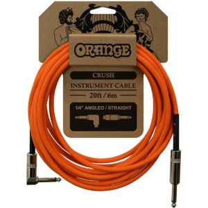 orange crush 20' instrument cable with angled to straight connector, orange