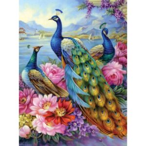 bits and pieces - 300 piece jigsaw puzzle for adults – ‘peacocks’ 300 pc large piece jigsaw by artist oleg gavrilov - 18” x 24”