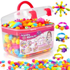 funzbo 520+ snap pop beads - beads for bracelets jewelry making kit, arts and crafts supplies for kids, toys for girls age 3 4 5 6 7 8 years old birthday easter holiday valentine gift