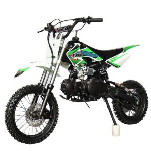 x-pro 125cc kids dirt bike pit bike youth dirt pit bike with 4-speed manual transmission zongshen engine,big 14"/12" tires，green