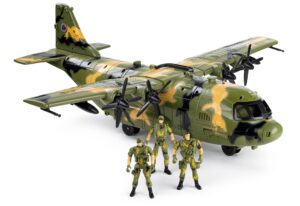 smart novelty giant c130 bomber army airplane toy for kids - air force combat military fighter toy airplane with lights and sounds and mini soldiers army for boys gift