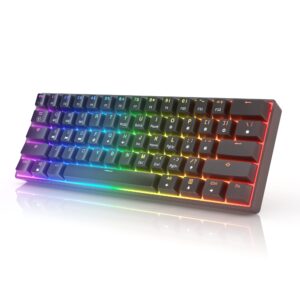 hk gaming gk61 mechanical gaming keyboard 60 percent | 61 rgb rainbow led backlit programmable keys | usb wired | for mac and windows pc | hotswap gateron optical black switchs | white