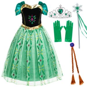 party chili princess costumes birthday party fancy dress up for little girls with wig,crown,mace,gloves 5-6 years (130)