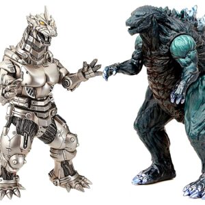 zavr set of 2 mecha godzilla earth mechagodzilla kiryu toys, kaiju universe action figures king of the monsters, carry bag (green)