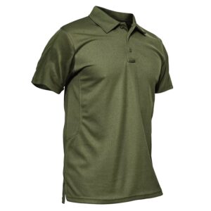 magcomsen tactical polo shirts for men short sleeve summer golf shirts casual polo shirt for men army green l