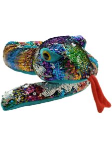 lmc products rainbow flip sequin stuffed snake - reversible sequin pet snake stuffed animal - giant 60 inches long