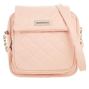 samantha brown rfid protected quilted crossbody bag - blush