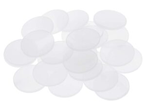 tupalizy 1 inch clear circular acrylic game accessories miniature bases flat discs counter markers for miniature stands, tabletop decor, , terrain building and cake decoration, 1.5mm thick, 25 pack