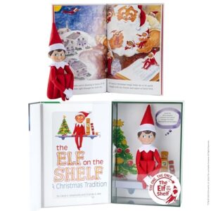 the elf on the shelf: a christmas tradition - boy scout elf with blue eyes - includes artfully illustrated storybook, keepsake box and official adoption certificate