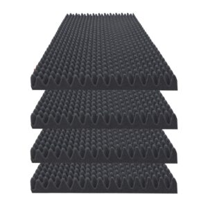 kaishengwei acoustic foam egg crate panel studio foam wall panel 48" x 24" x 2" (4 pack, black)