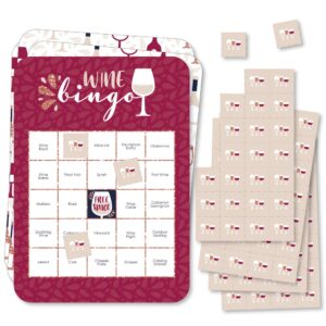 big dot of happiness but first, wine - bingo cards and markers - wine tasting party bingo game - set of 18