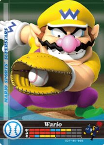 nintendo mario sports superstars amiibo card baseball wario for nintendo switch, wii u, and 3ds