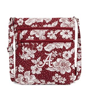 vera bradley women's cotton collegiate triple zip hipster crossbody purse (multiple teams available), university of alabama cardinal/white rain garden - recycled cotton, one size