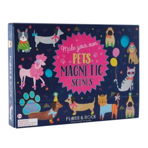 “pets” 50 pc magnetic dress up doll playset-educational shape sorting game- dog & cat show scene book for toddlers- s.t.e.m. ages 3+ montessori toys for toddlers ages 3+ preschool creativity set