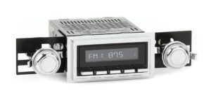 retro manufacturing long beach radio with black face, chrome pushbuttons, bezel & knobs kit lbc-m4-126-03-73