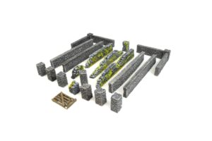 war world gaming world at war stone wall and pillar sections large set – 28mm ww2 normandy wargame terrain model diorama