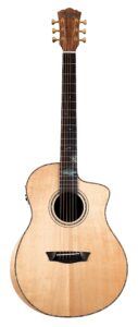 washburn bella tono 6 string acoustic-electric guitar, right, gloss natural (btsc56sce-d)