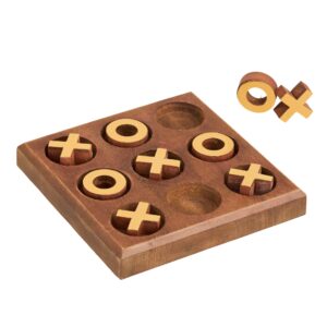 asiatic craft 5x5 wood tic tac toe noughts and crosses board game xoxo family kids adults game play on coffee table and living guest room decor travel game for fun indoor brain teaser