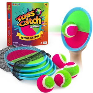 ayeboovi toss and catch ball set beach toys pool toys outdoor games outdoor toys yard games easter toys gifts for kids ball and catch game with 4 paddles and 4 balls [upgraded version]