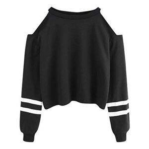 t-shirt for women thenlian women off shoulder long sleeve blouse sweatshirt pullover casual tops shirt(black, xl)