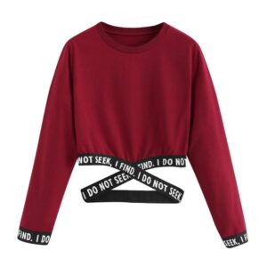 t-shirt for women thenlian women letters printing long sleeve sweatshirt short pullover tops blouse(red, s)