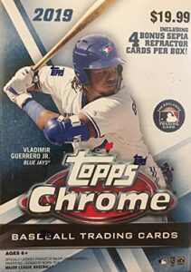 topps 2019 chrome baseball retail blaster box (8 packs/4 cards: 4 sepia refractors)