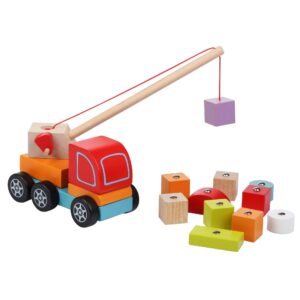 cubika 13982 - wooden crane truck, children's construction playset. more 3 years