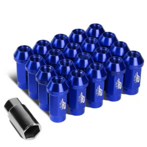 j2 engineering 7075 aluminum blue m12 x 1.5 20pcs l: 50mm close-end lug nut w/adapter