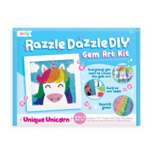 ooly, razzle dazzle diy gem art kit for kids, school, art projects, diamond painting, rhinestone craft mosaic - unique unicorn