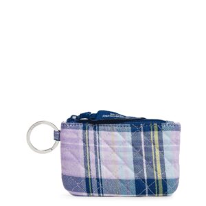 vera bradley women's cotton zip id case wallet, ribbons plaid - recycled cotton, one size