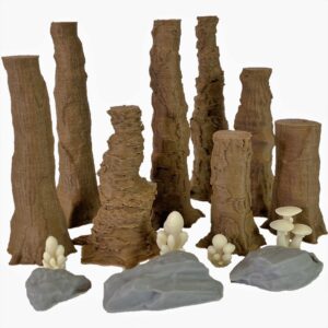 extruded gaming forest trees set 3