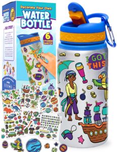 purple ladybug decorate your own water bottle for girls craft set - gifts for 6 year old girl, 10 9 8 7 year old girl gifts, fun coloring crafts for girls ages 6-8, school water bottles for kids