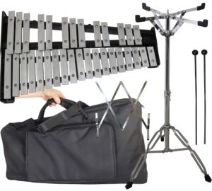 32 keys glockenspiel professional xylophone with stand, bag, note holder, rubber mallets